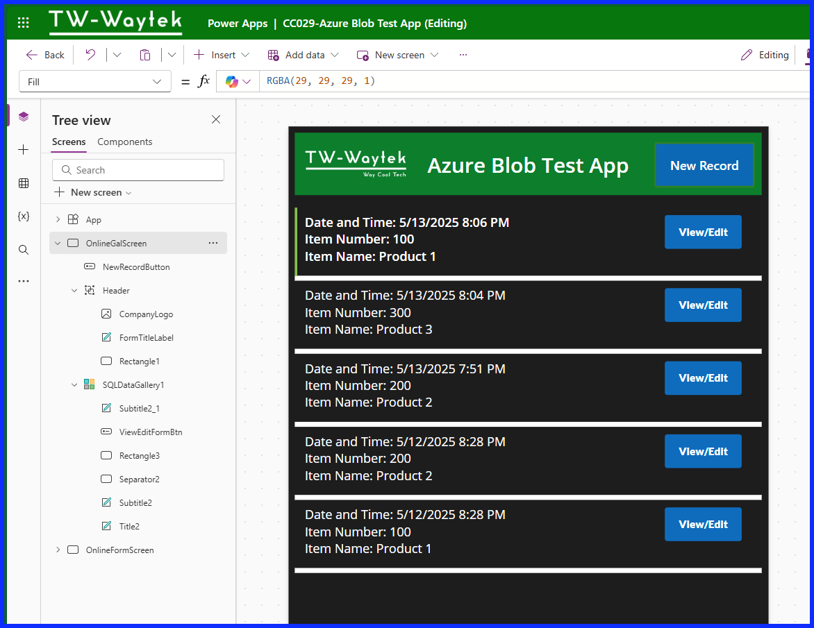 Save Images to Azure Blob Storage via Power Apps and Reference them from a SQL Database – TW-Waytek