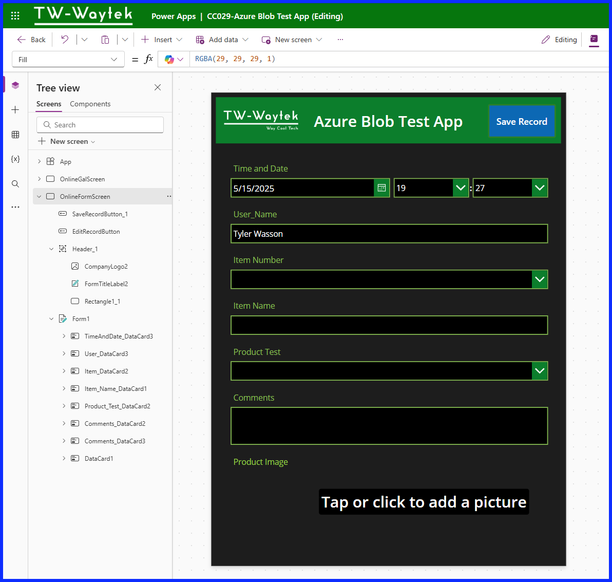Save Images to Azure Blob Storage via Power Apps and Reference them from a SQL Database – TW-Waytek